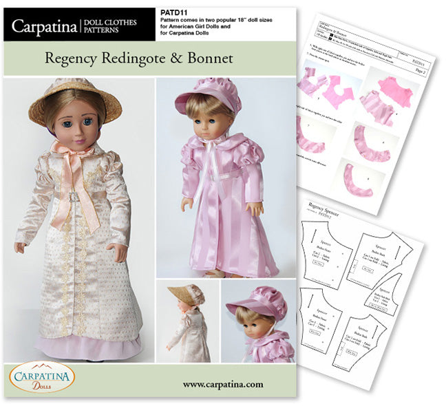PDF Pattern for 18" Dolls Regency Redingote and Bonnet – CARPATINA DOLLS