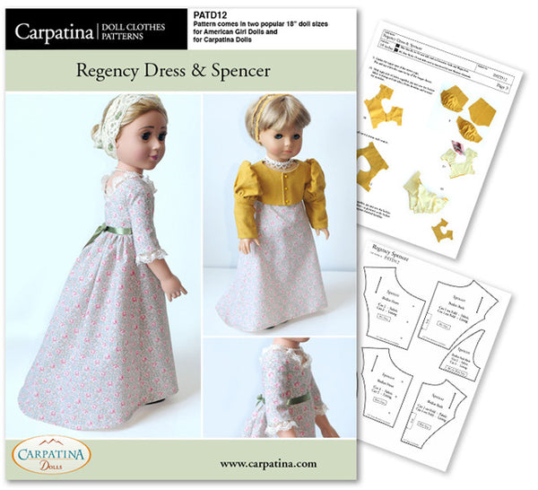 PDF Pattern for 18" Dolls regency Dress and Spencer – CARPATINA DOLLS