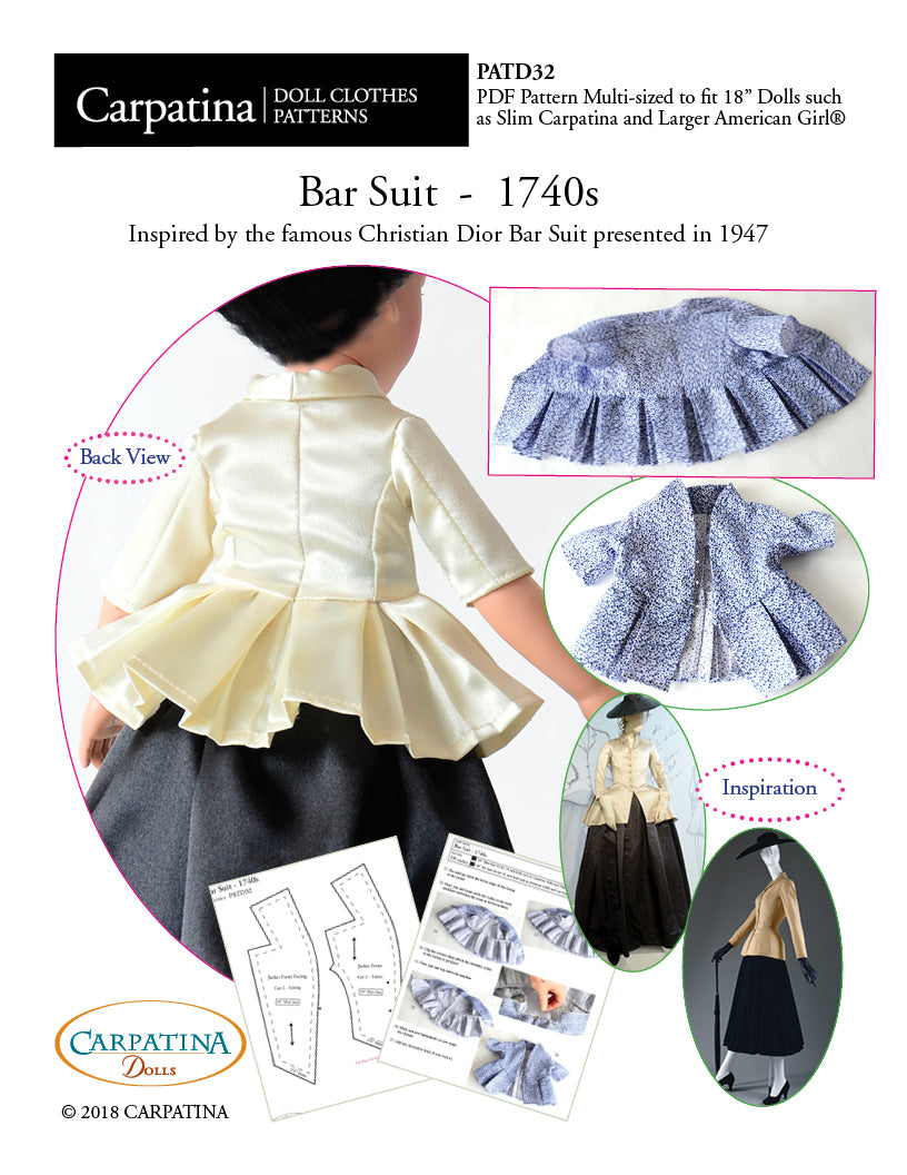 18" Doll Clothing Sewing PDF Pattern for Historical Casaquin Costume ...