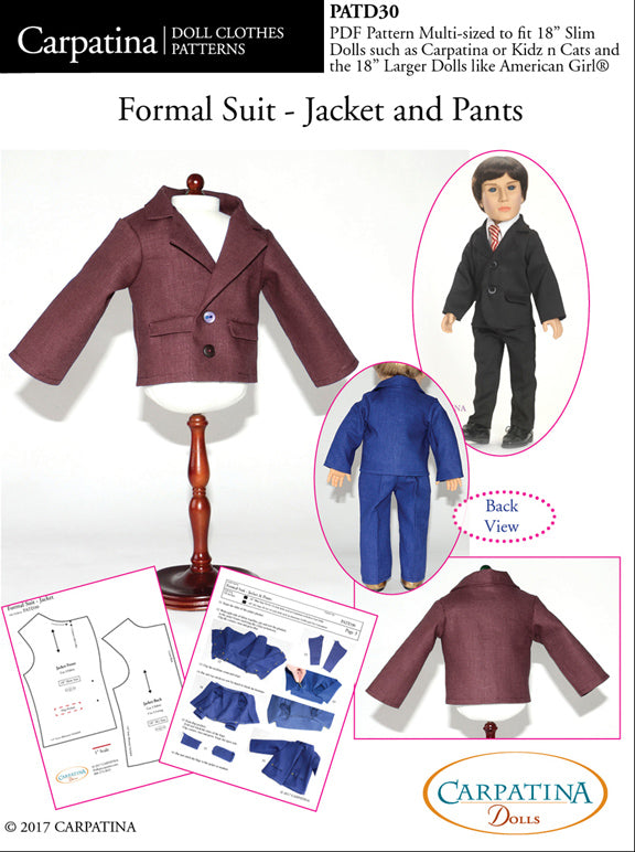 18" Boy Dolls Sewing PDF Pattern for Pant Suit – CARPATINA DOLLS