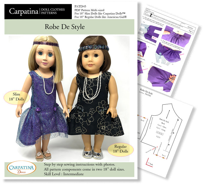 PDF Pattern for 18" Dolls Robe de style Dress – CARPATINA DOLLS